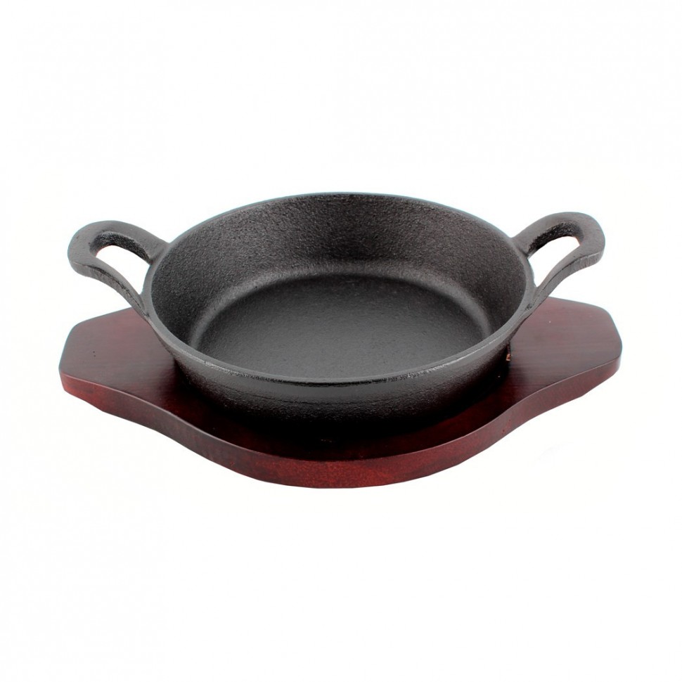 PAILA HIERRO FUNDIDO 18 CM CON BASE DE MADERA LUGANO